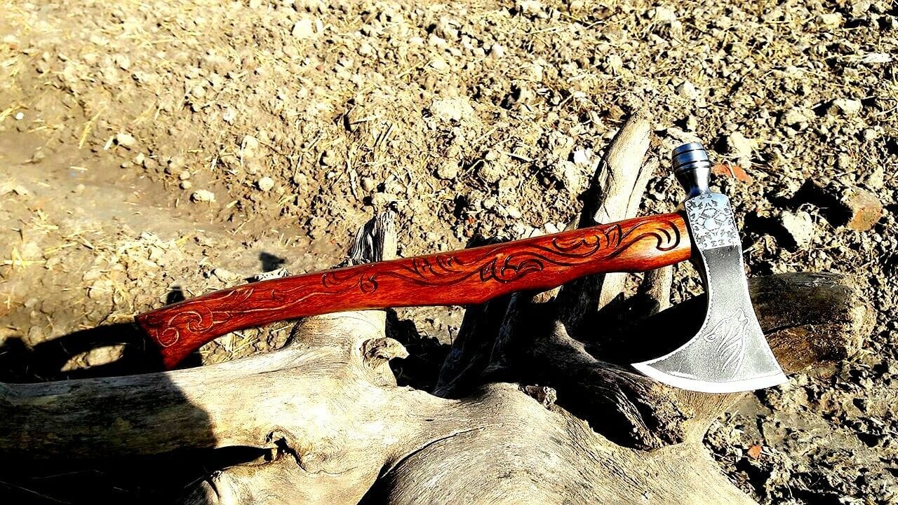 Hand Engraved Work On Hatchet Axe Handle