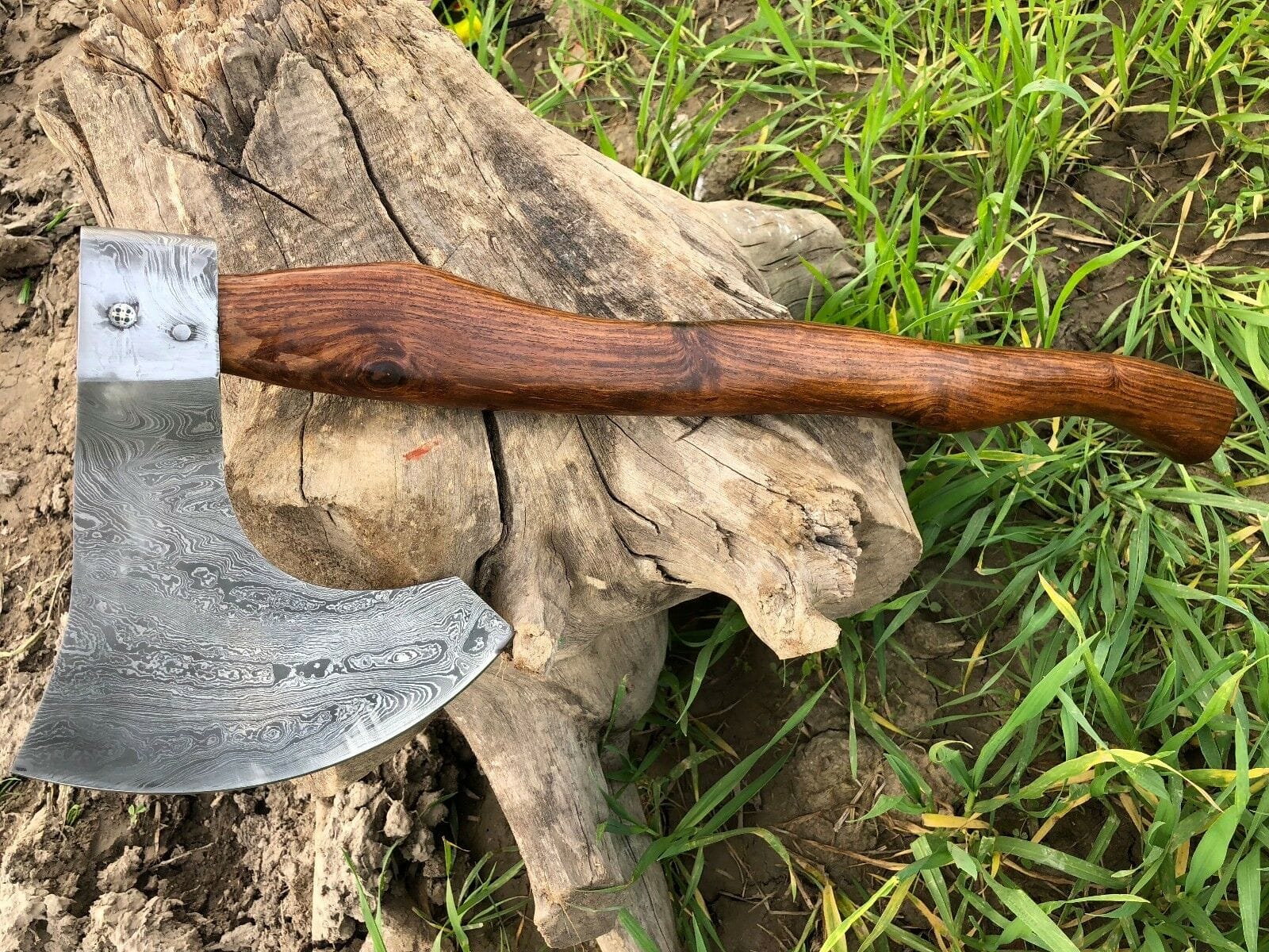 New Big Damascus Steel Hand Forged Survival/Hunting Tomahawk Ax Viking ...