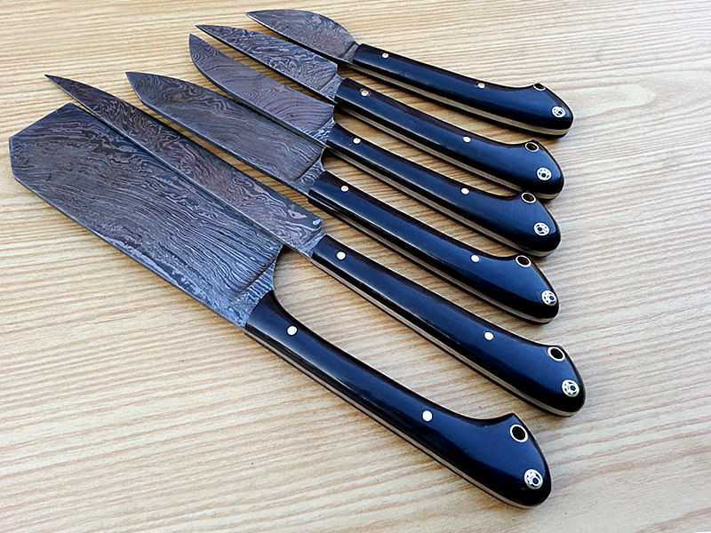 6 pieces of Damascus Steel Handmade Kitchen Chef Set Micarta Handle