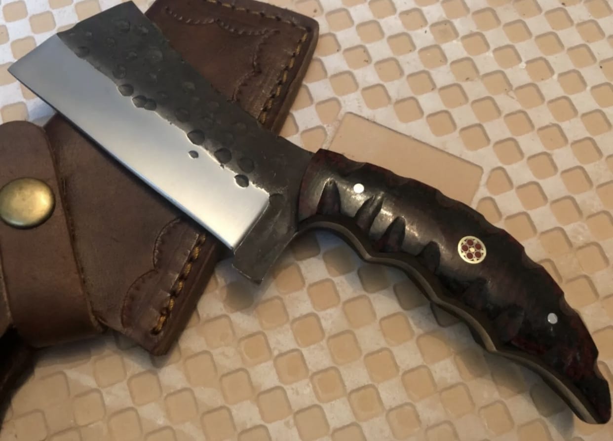 9 inches Carbon Steel Handmade Chopper Black Micarta Wood Handle