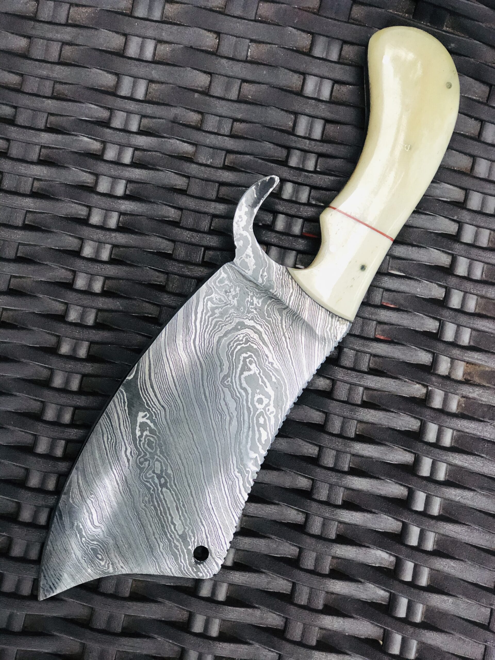12 inches Handmade Camel Bone handle Damascus Steel Cleaver