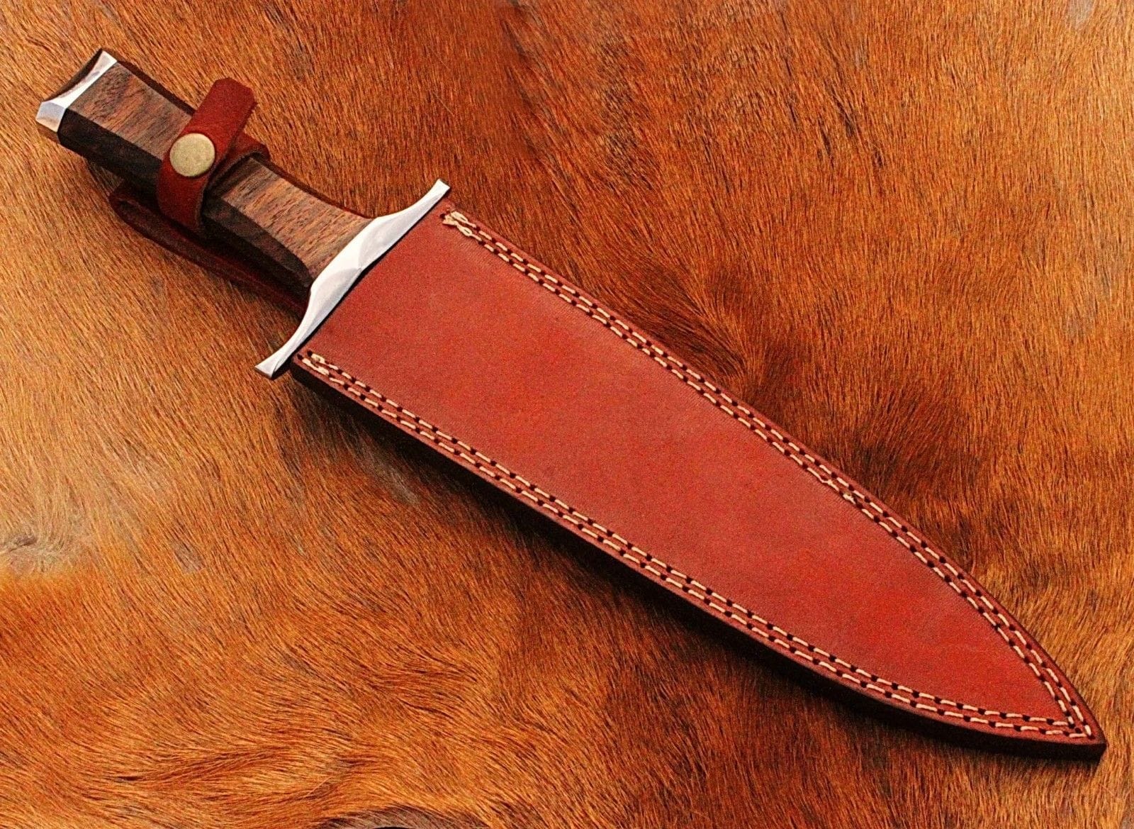 16 Inches Beautiful Feather Pattern Damascus Steel Double Edge Survival ...