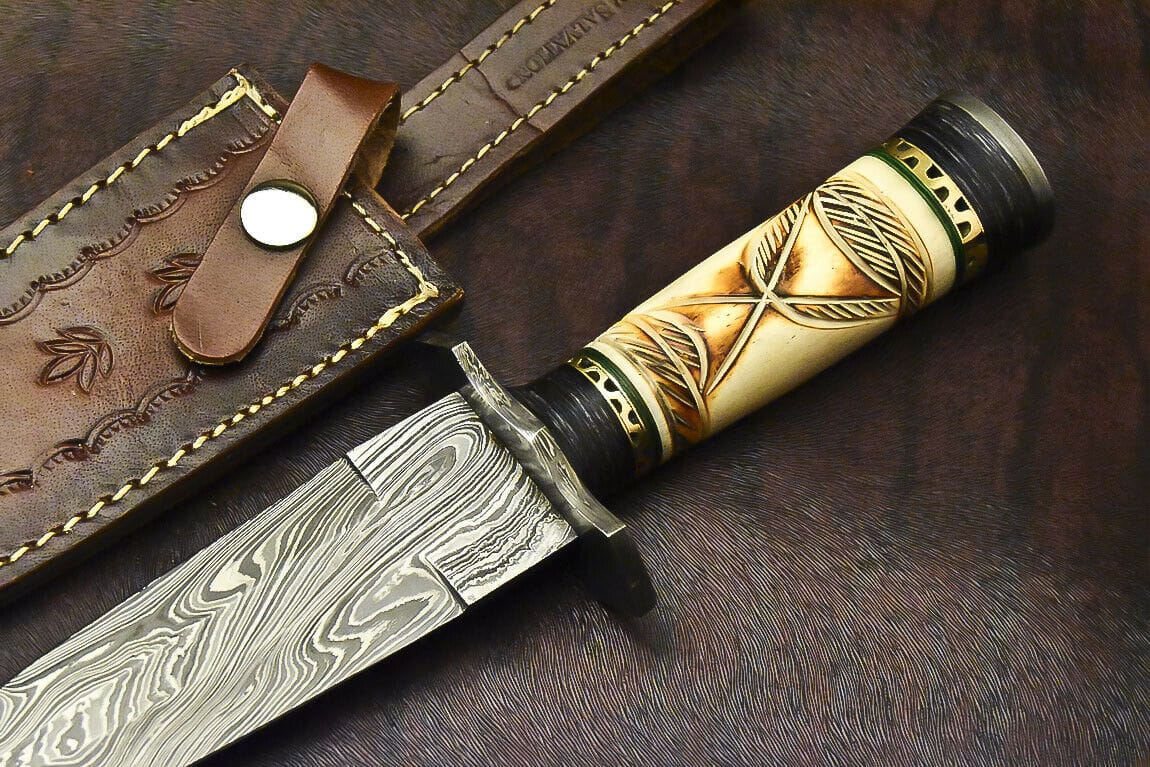 14 Inches Damascus Steel King Size Tactical Double Edge Dagger with ...