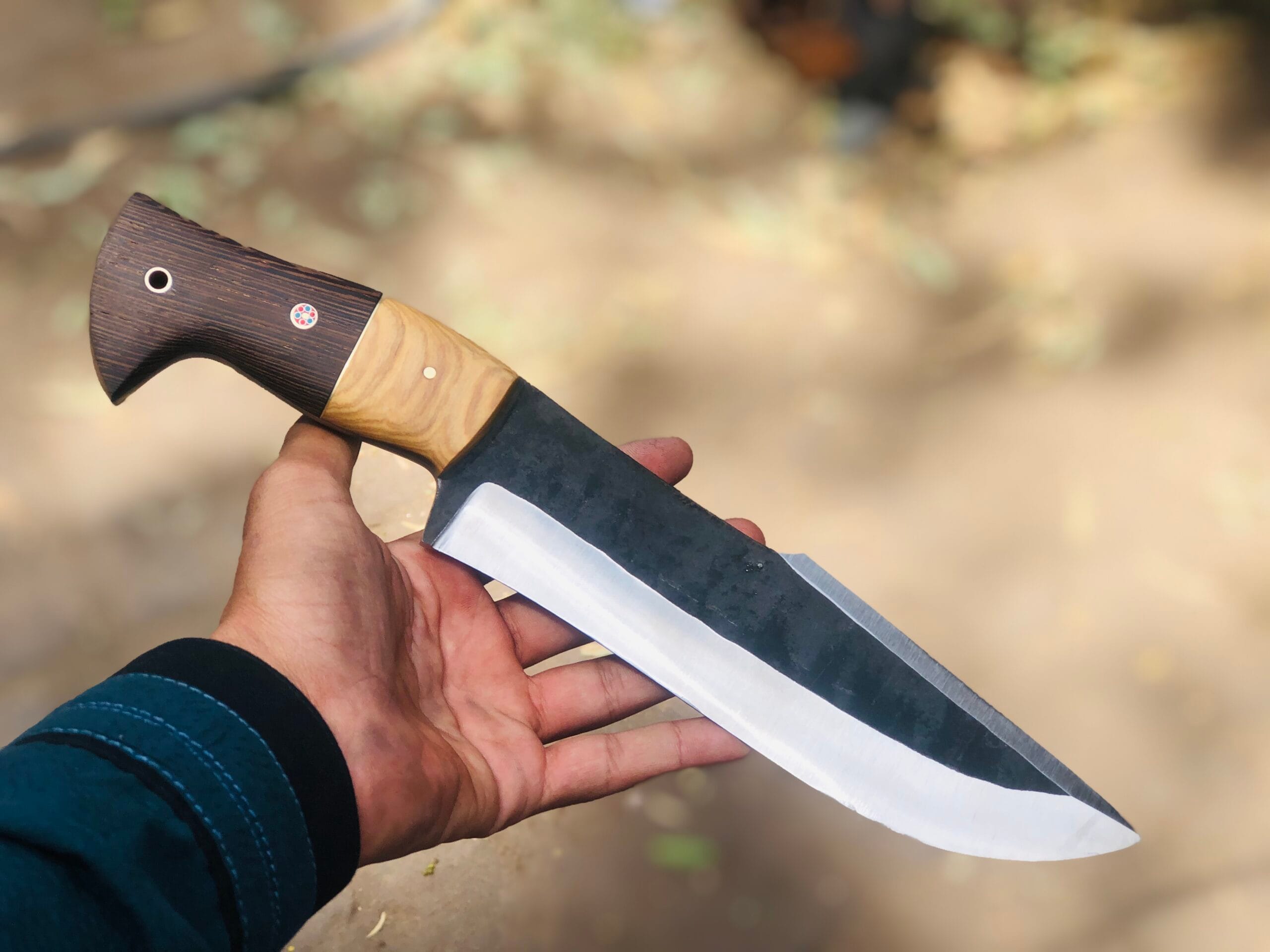 High Carbon Steel Custom Handmade Hunting Knife Micarta and Oak Wood Handle