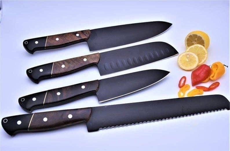 Handmade Premium Chrome Steel Kitchen Chef Set with Free Leather Sheath ...