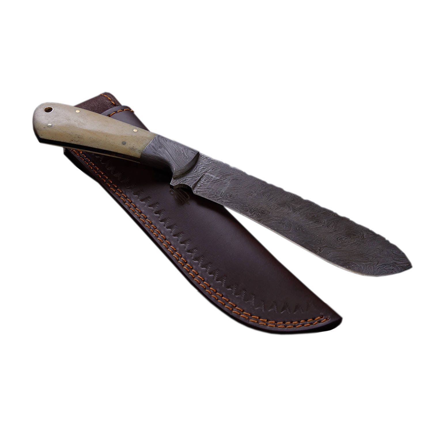 Custom Handmade 1095 Damascus Fixed Blade Machate Hunting/Survival ...