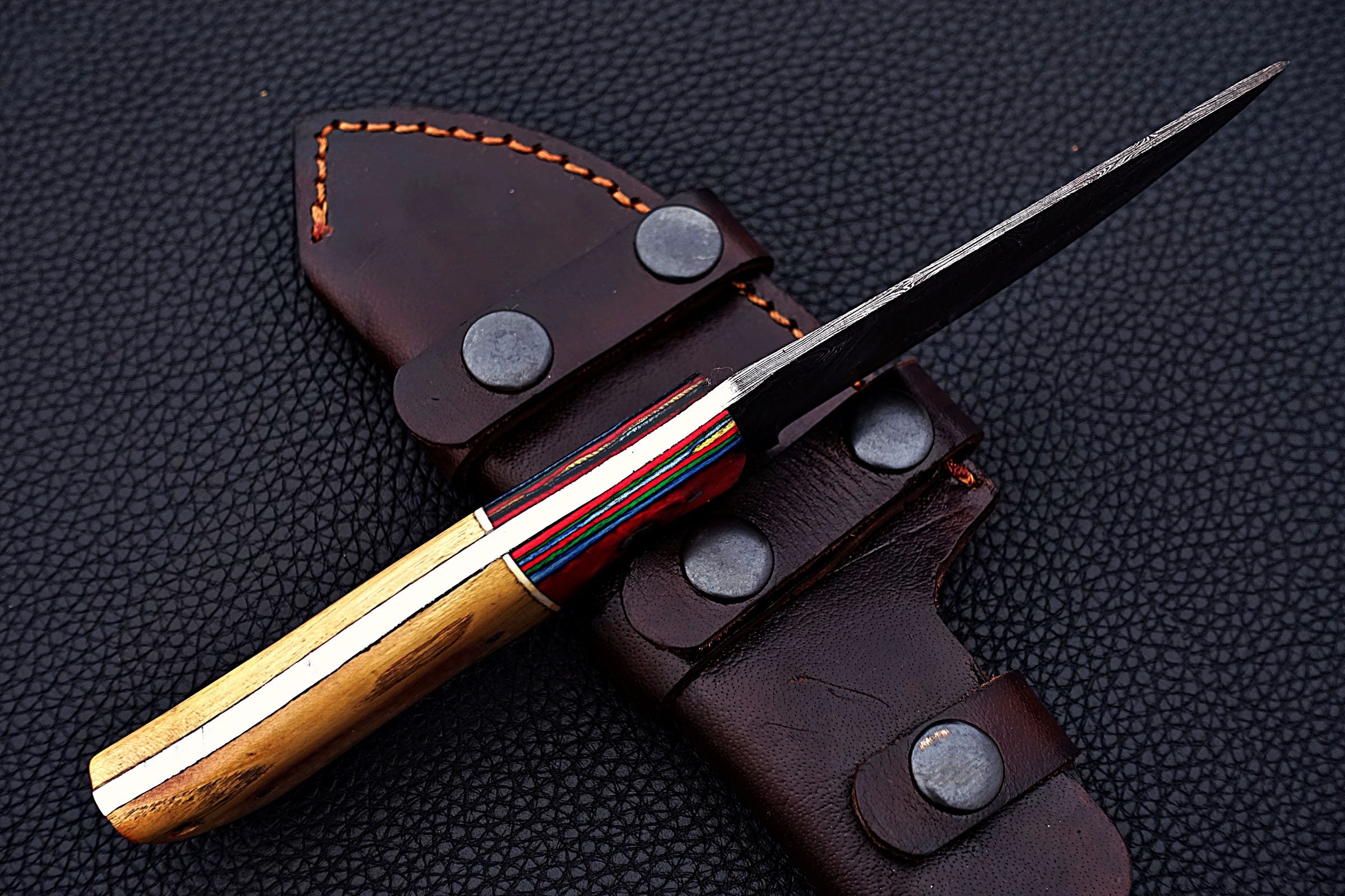 CUSTOM HANDMADE HUNTING knife made with multi micarta, Olive wood Skinner