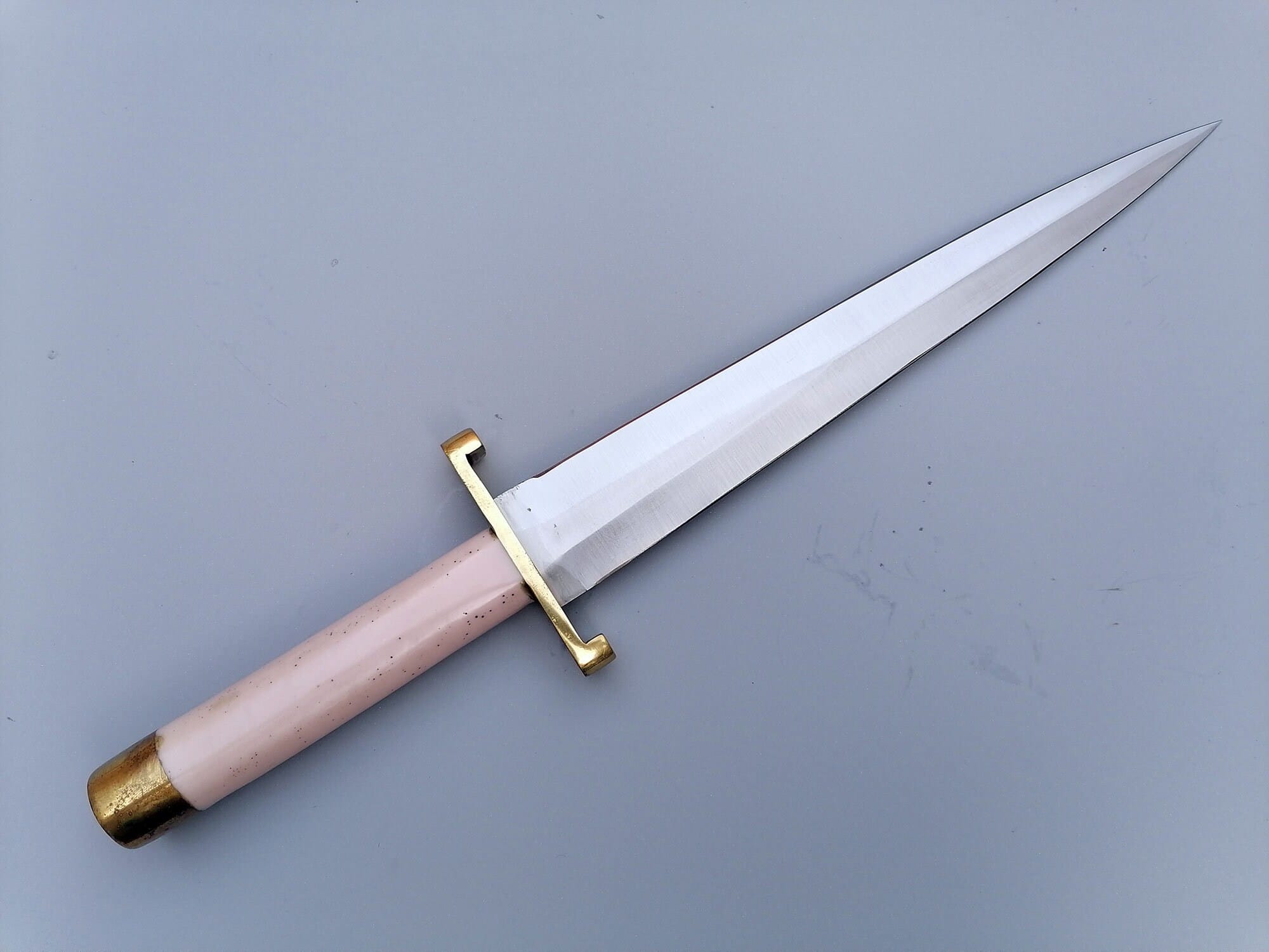 16 inches Handmade Dagger Fixed Blade Knife Cold Steel blade brass ...