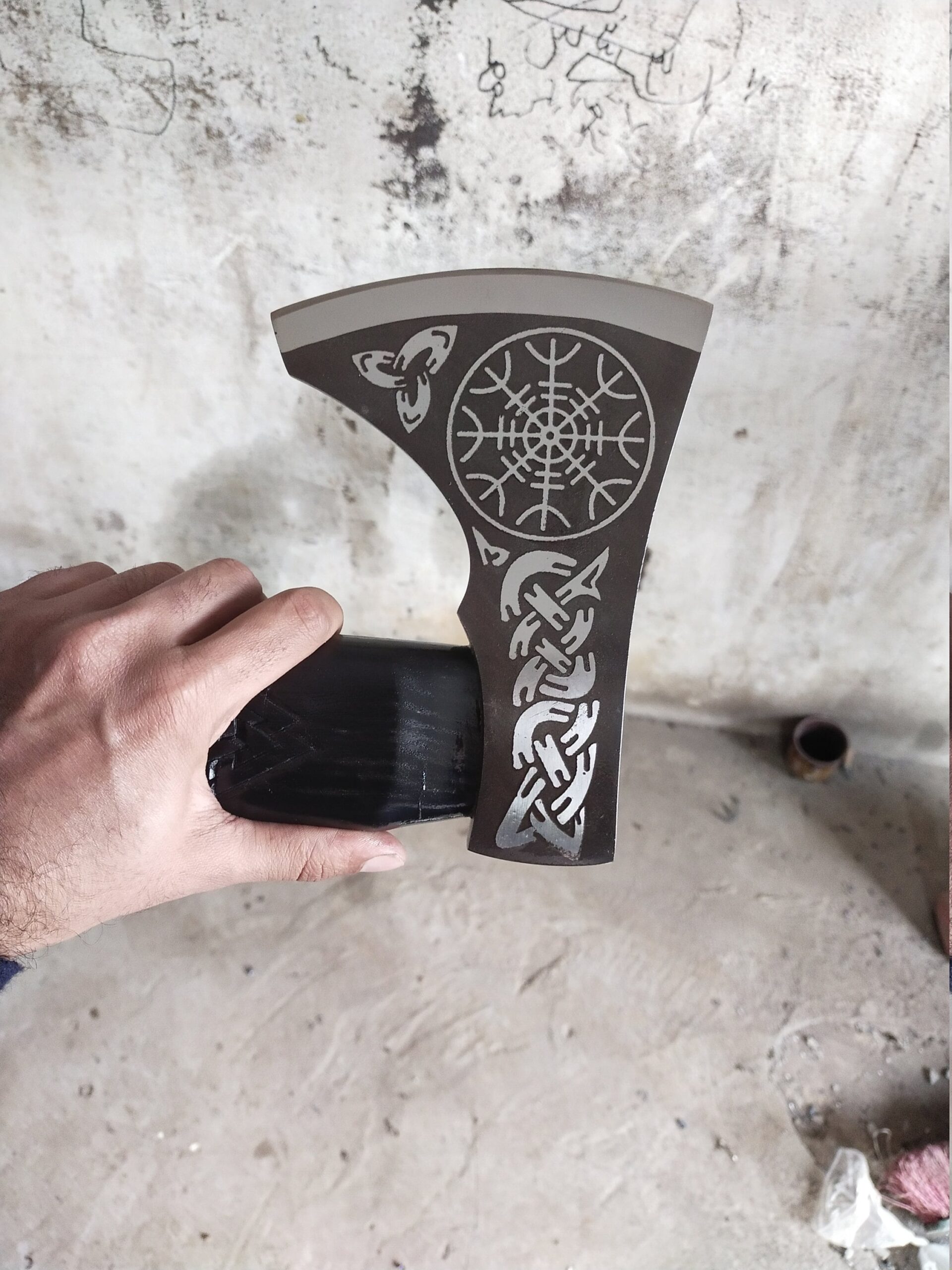 Beautiful Handmade 1095 Carbon Steel etched Axe