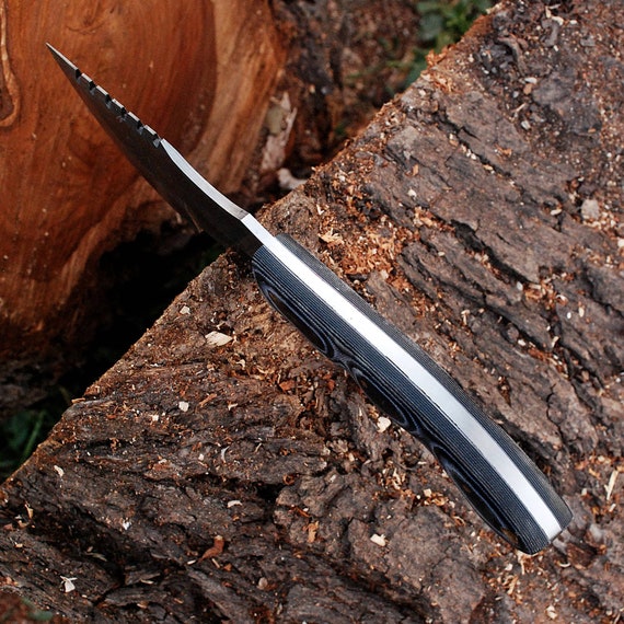 10 Inches Custom Handmade Damascus Steel Tracker Knife - Stunning Handle