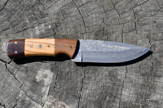 10 inches Damascus Steel Fixed Blade Knife with walnut and Olive wood ...