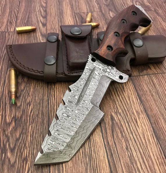 10 inches Custom Handmade Damascus Steel Tracker Knife - Stunning ...